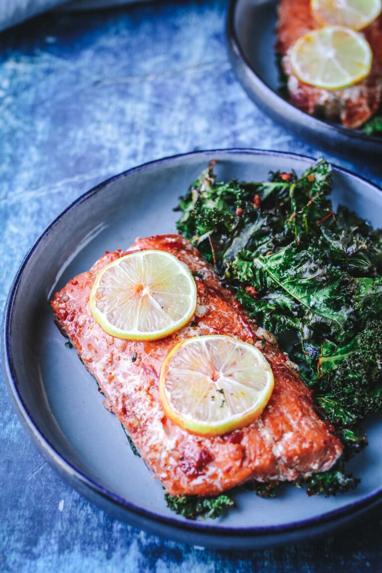 Harissa Salmon with Kale
